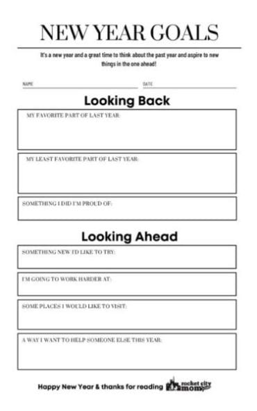 Make Some New Year Family Goals with Our Free Printable! - Rocket City ...